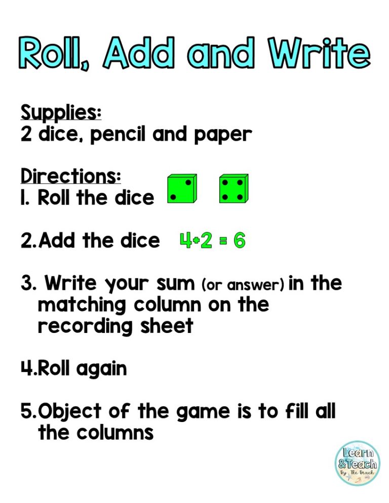 Dice Games for Kids - Learn and Teach by the Beach